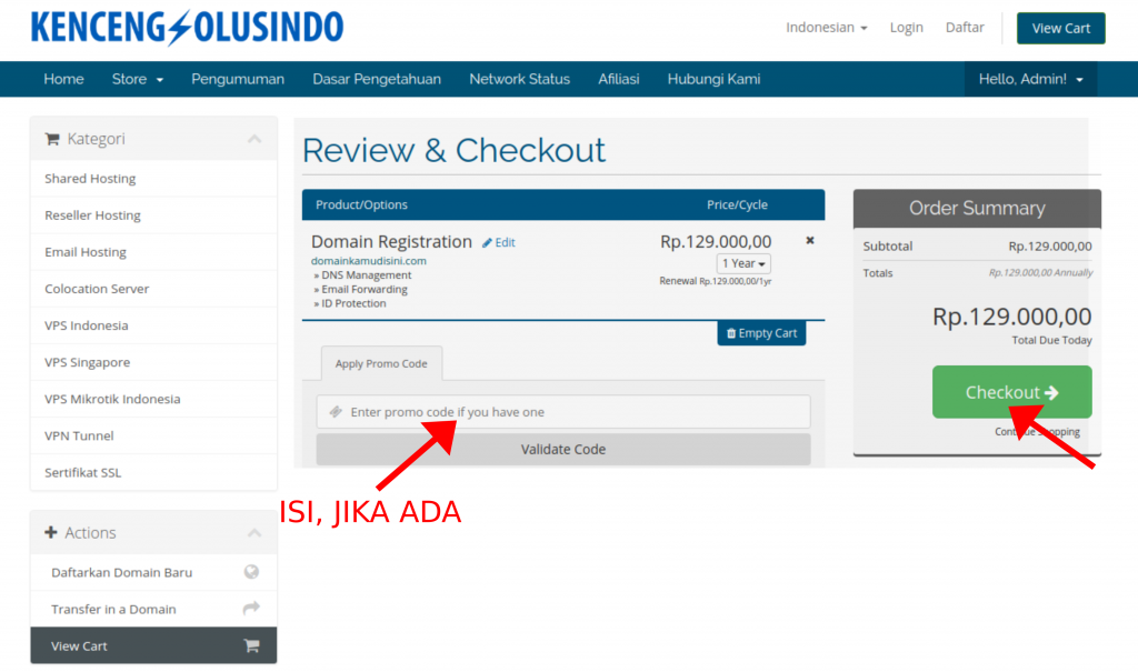 Cara Order Domain dan Hosting di Kenceng Solusindo